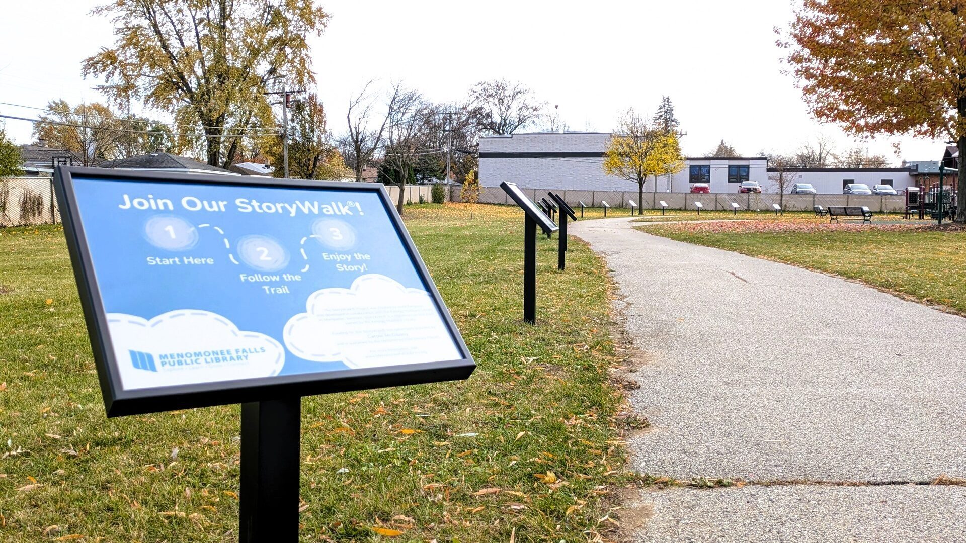 StoryWalk® in Library Park - Menomonee Falls Public Library